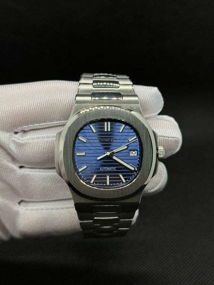 Seiko mod Nautilus blue
